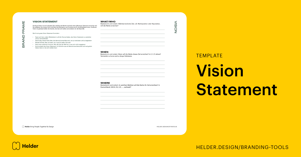 Definiert das Ziel: Mit der Vision Statement Vorlage | Helder